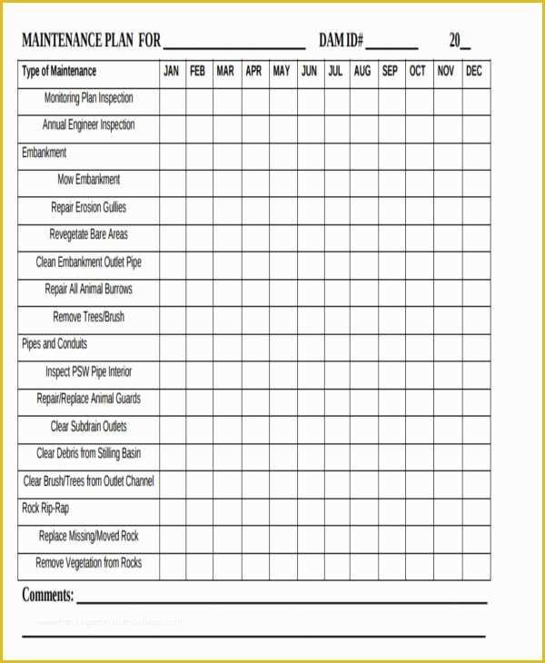 Maintenance Plan Template Free Download Of Preventive Maintenance E 