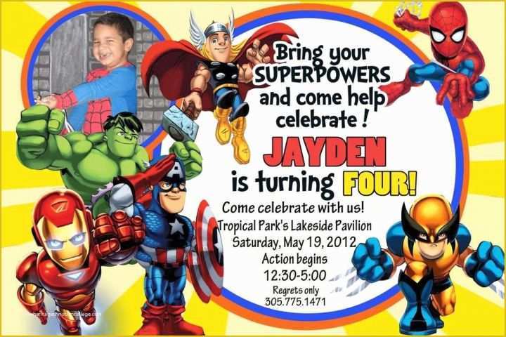 Marvel Party Invitation Template Free Of Marvel Superheroes Squad ...