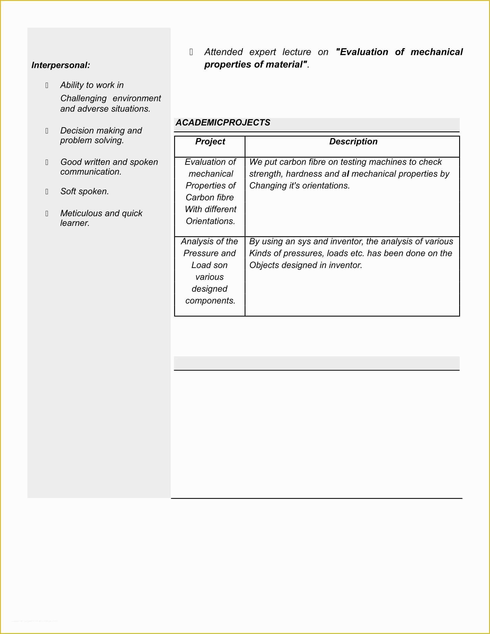 Mechanical Engineer Resume Template Free Download Of Resume Templates 