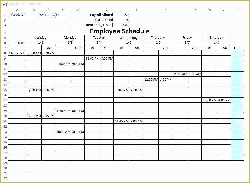 Monthly Shift Schedule Template Excel Free Of Free Employee Schedule 