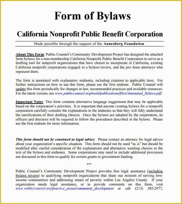 Simple Bylaws Template For Nonprofit Organization Template 1 Resume Images