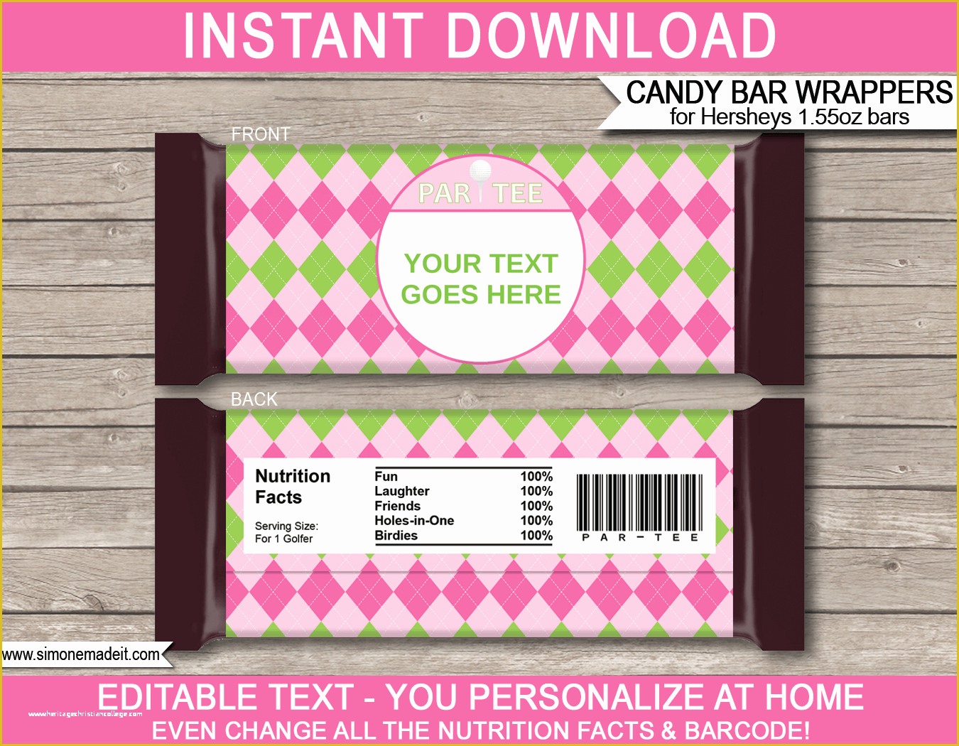  Personalized Candy Wrapper Template Free Of Pink Golf Hershey Candy Bar 