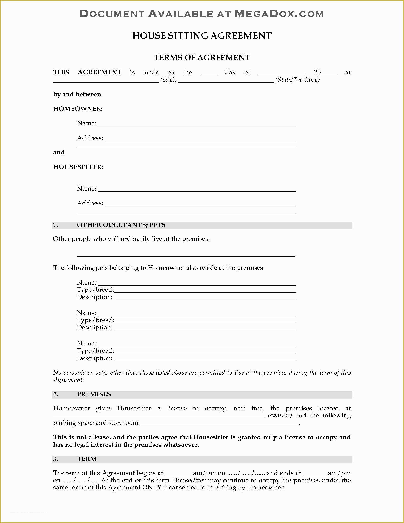 Pet Sitter Contract Template Free Printable Templates