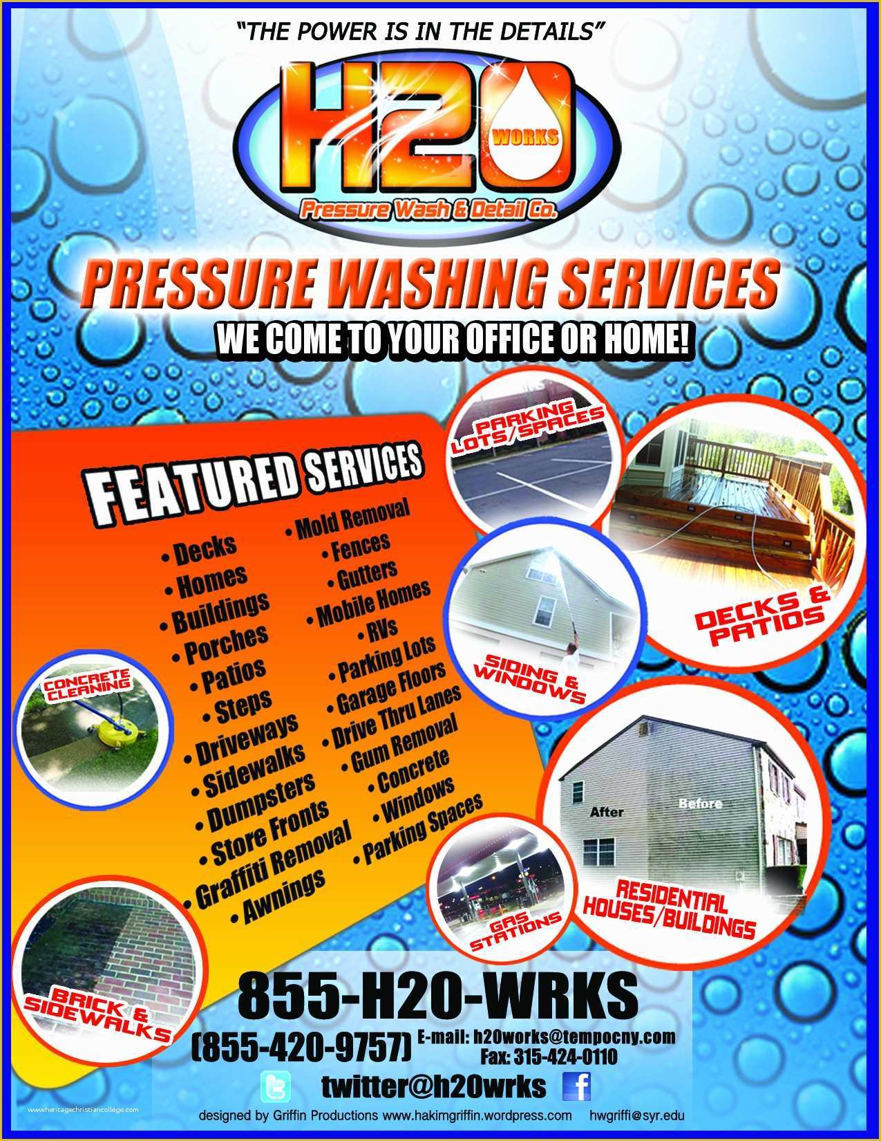 Power Washing Flyer Templates Free Of H20 Works Pressure Washing And