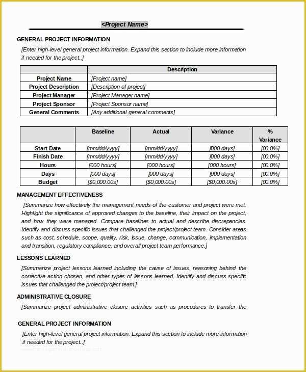 Project Closure Report Template Free Of 10 Project Closure Report ... Project Closure Report Template Free Of 10 Project Closure Report ...