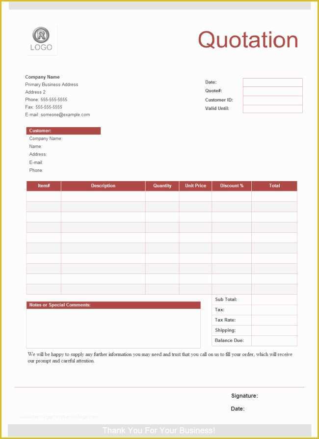 57 Quotation Template Free Download Heritagechristiancollege