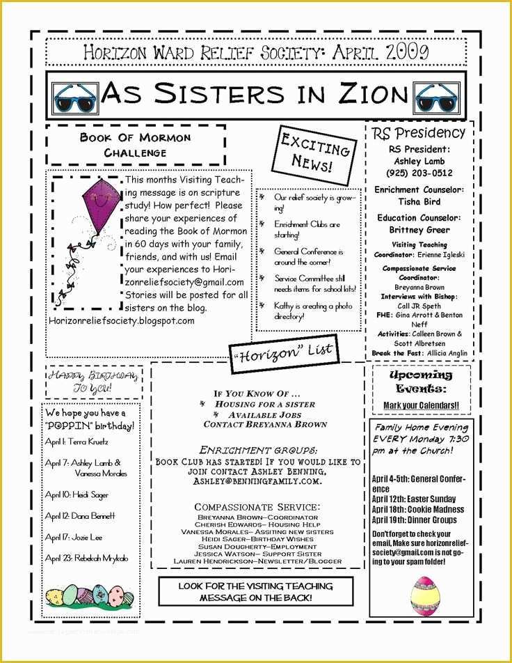 47 Relief Society Newsletter Template Free Heritagechristiancollege