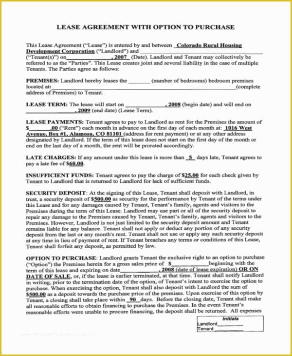Rent To Own Lease Agreement Template Free Of Rent To Own Home Contract 
