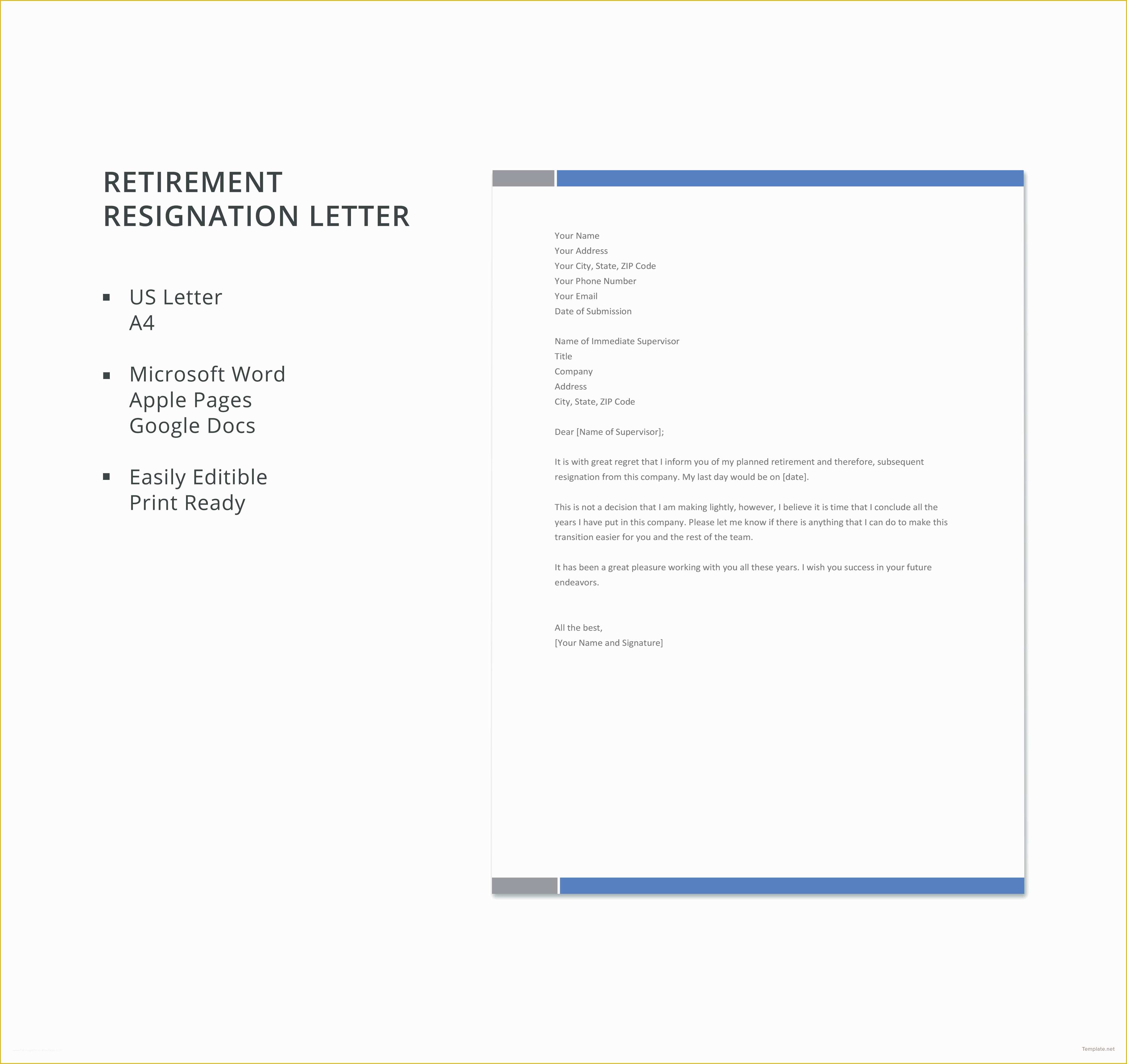 Retirement Letter Templates Free Of Free Retirement Resignation Letter 