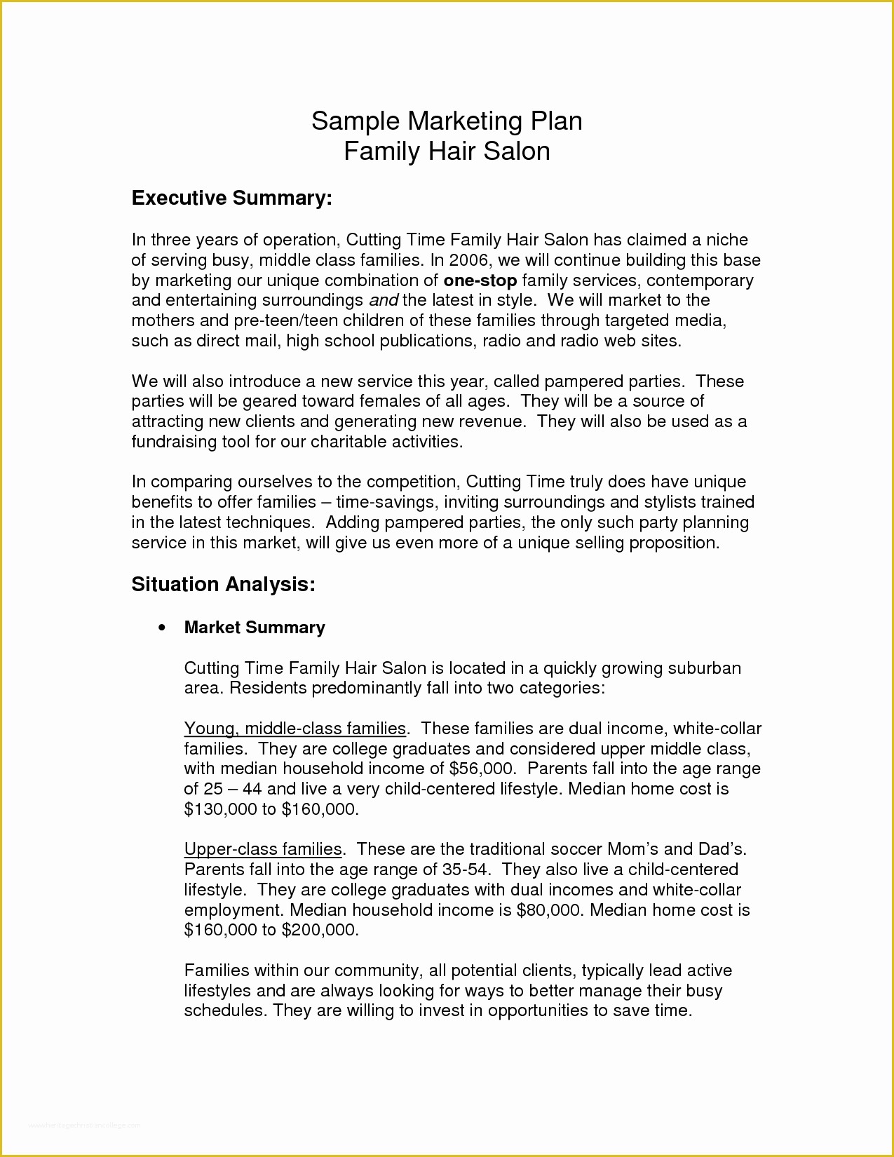 Salon Business Plan Template Free Of Hair Salon Business Plan Sample 