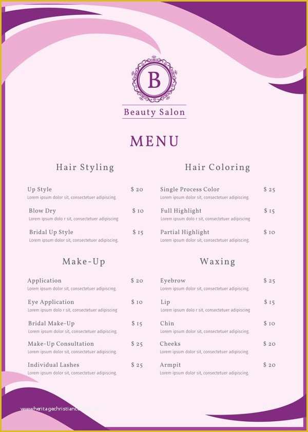 Spa Menu Template Free Of 15 Eye Catching Salon Menu Templates Psd Ai 