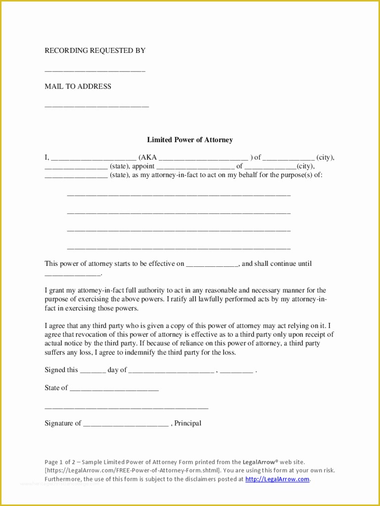Special Power Of Attorney Free Template