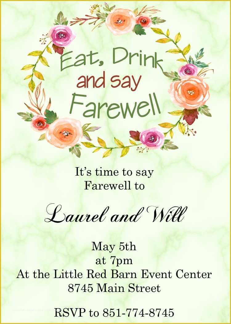 Spring Invitation Templates Free Of Going Away Party Invitations New