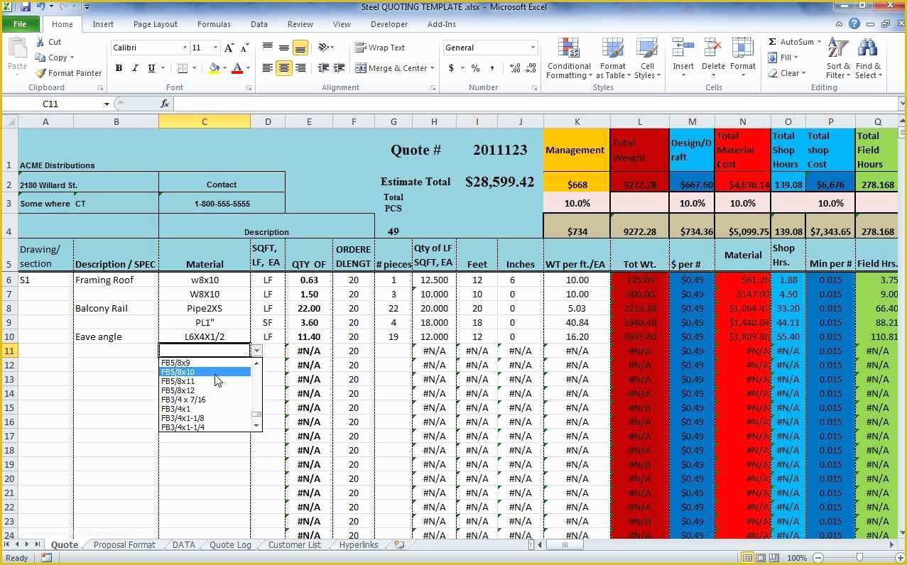 Structural Steel Estimating Template Free Of Structural Steel