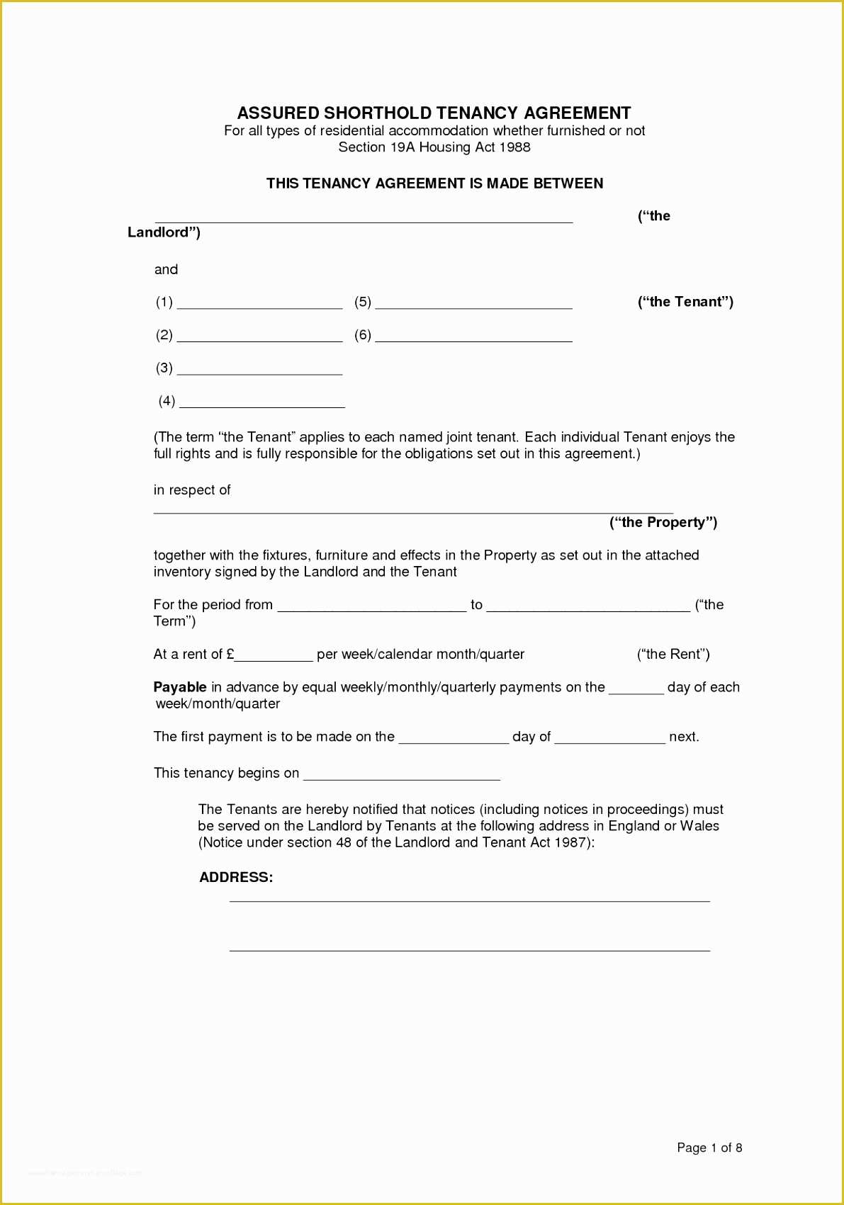 Tenancy Agreement Form Template Free Of 9 Ast Tenancy Agreement Template Rieta 