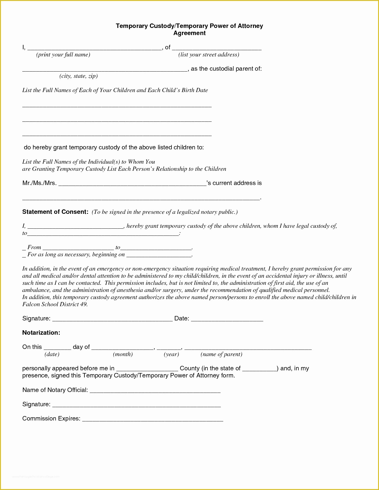 Free Printable Parental Guardianship Forms Printable Forms Free Online