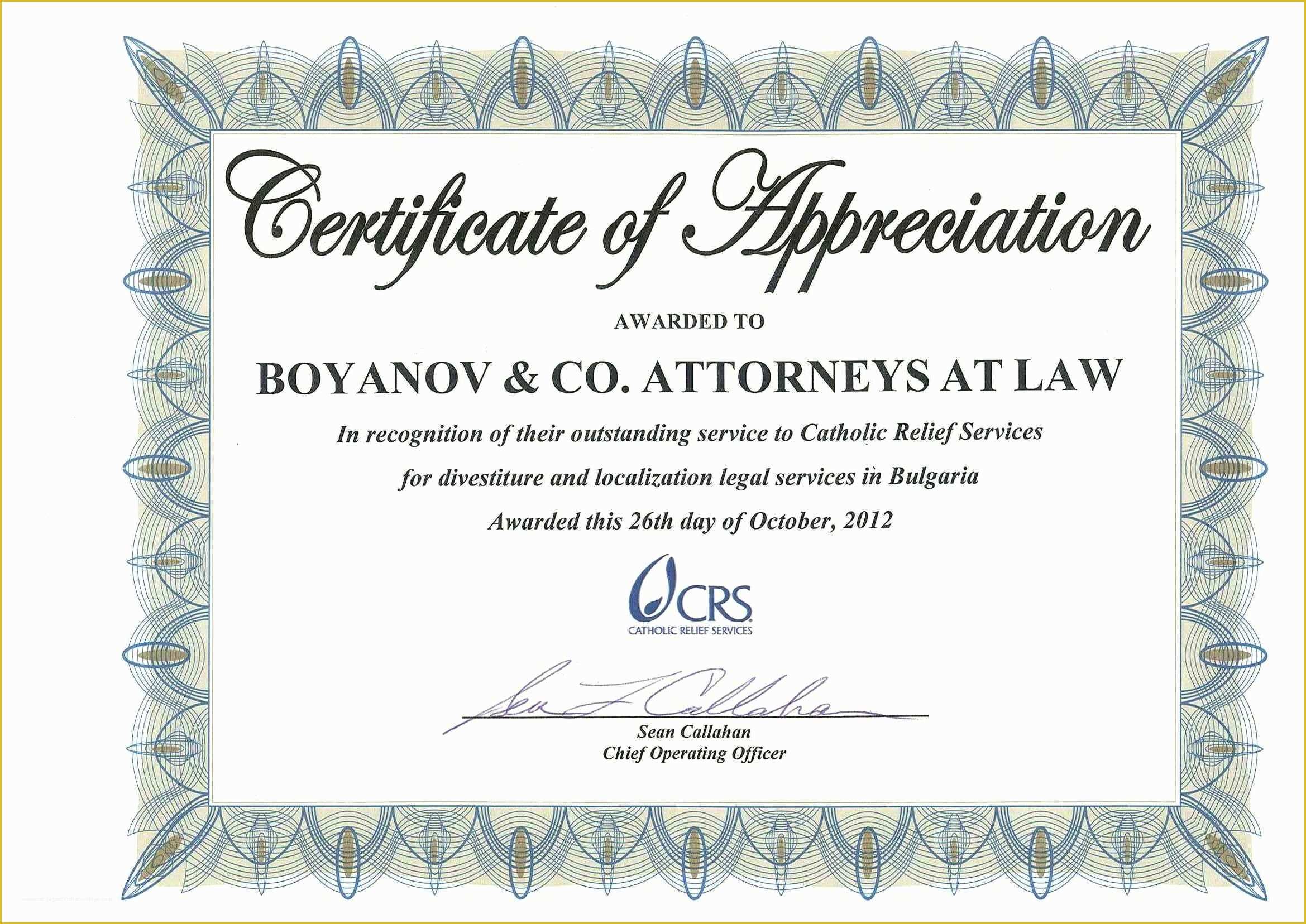 Years Of Service Certificate Template Free Of Appreciation Certificate